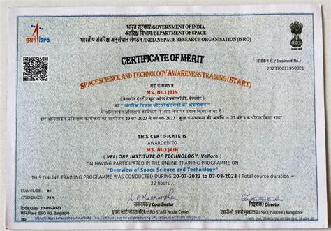 Isro Spacescience Startprogram Learning Achievement Nili Jain