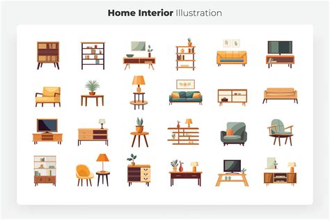 Home Interior Illustration Design Set 32460443 Vector Art At Vecteezy
