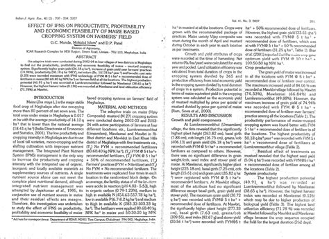 Pdf Effect Of Ipns On Productivity Profitability And Economic