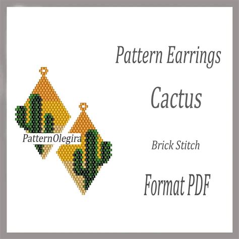 Cactus Bead Pattern Earrings Olegirabeadpatterns In 2024 Earring