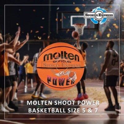 MOLTEN Shoot Power Rubber Sz5 Sz7 Basketball Bola Keranjang 100