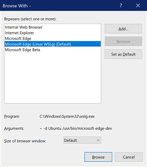 Running Microsoft Edge On Linux With WSLg While Running Visual Studio And Debugging A Linux