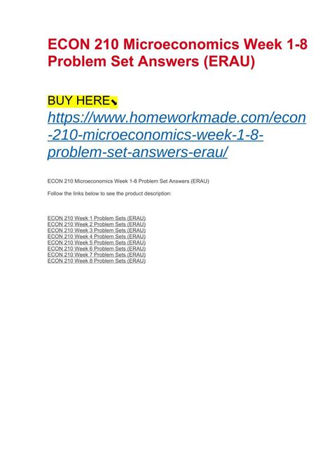 ECON Microeconomics Week Problem Set Answers ERAU