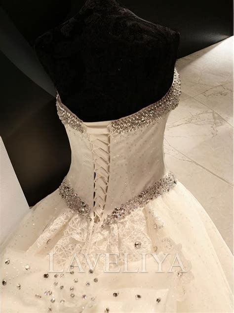 Ball Gown Sweetheart Sequin Cathedral Train Tulle Wedding Dress Laveliya