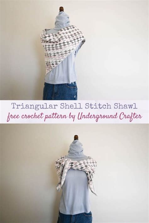 Crochet Pattern Triangular Shell Stitch Shawl Underground Crafter