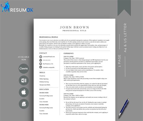 Modern Resume Template Executive Resume Template Resume Etsy
