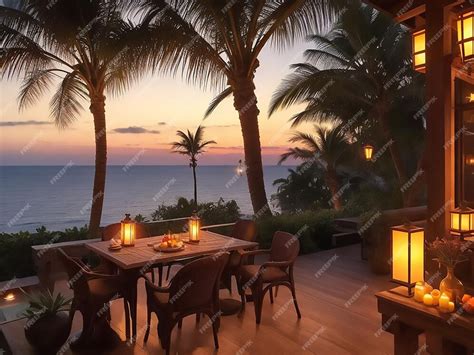 Premium Photo Bech Side Resturent Vew