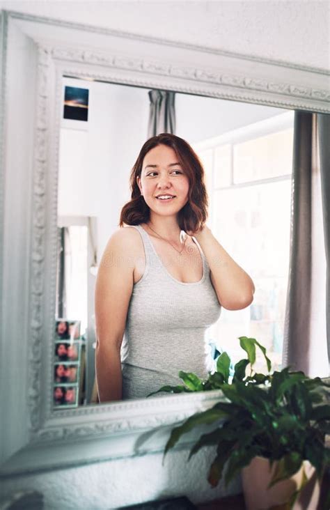 All I See Is A Pretty Girl In This Mirror An Attractive Young Woman
