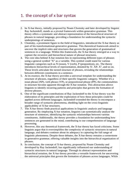 X Bar Syntax Pdf Phrase Syntax