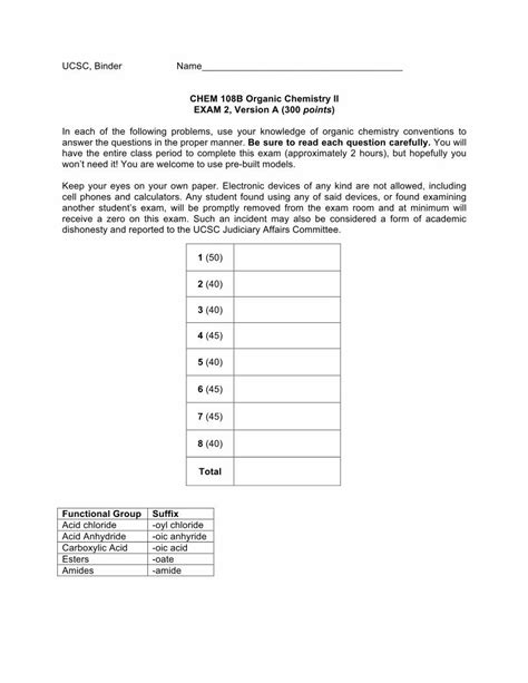 Pdf Chem 108b Organic Chemistry Ii Exam 2 Version A 108b Organic