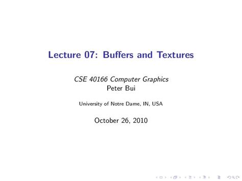 Pdf Lecture 07 Buffers And Texturespbuiteachingcse40166fa10