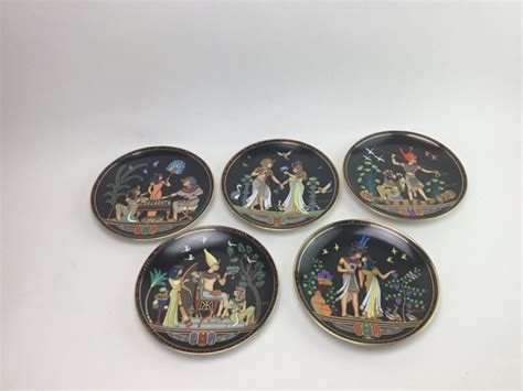 Set Of 5 Legends Of Tutankhamun Tut Collector Plates Osiris Porcelain