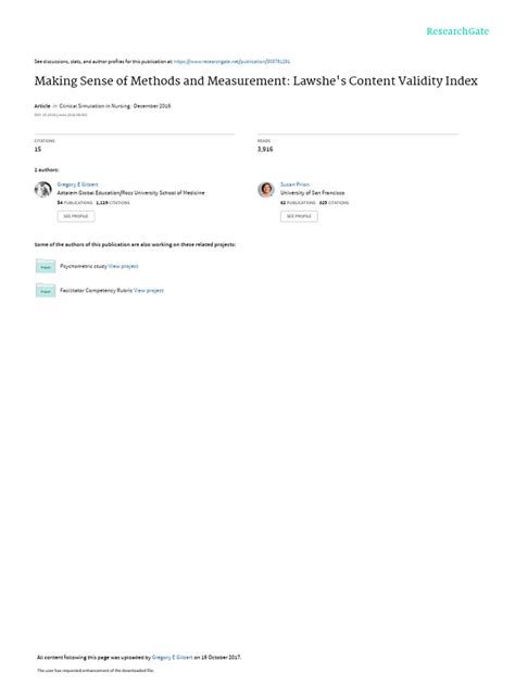 2016 Making Sense Of Methods And Measurement Lawshes Content