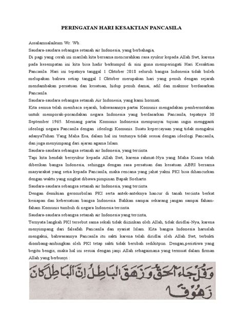 Pidato Peringatan Hari Kesaktian Pancasila Pdf