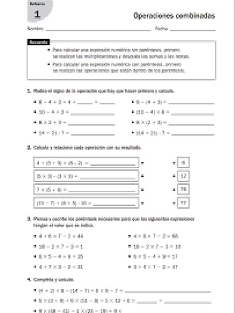 Ficha De Repaso Matemáticas 6º Primaria Santillana Pdf
