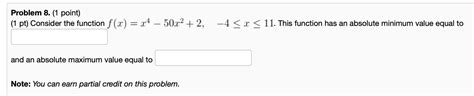 Solved Problem 8 1 Point 1 Pt Consider The Function