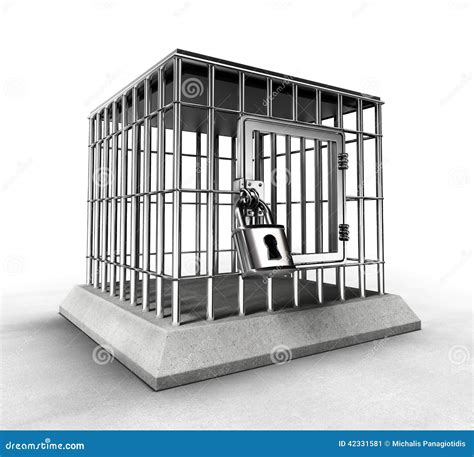 Locked Prison Cage With Heavy Metal Bars Stock Illustration