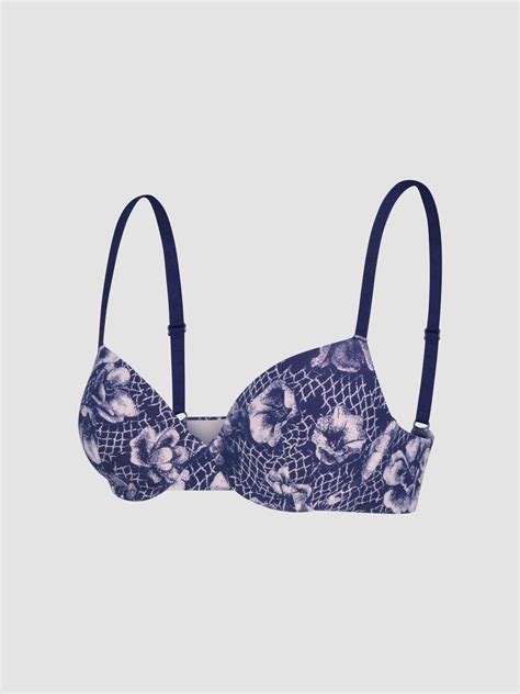 Cotton Essentials Padded Demi Bra In Blue And Multi Savage X Fenty Uk