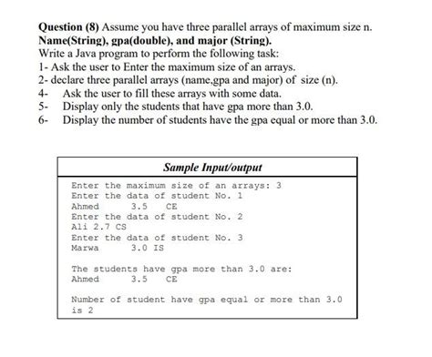 Solved Question 8 Assume You Have Three Parallel Arrays Of