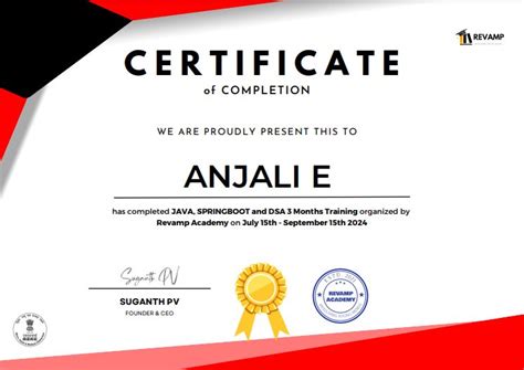 anjali easu on linkedin revamp learning training internship java dsa springboot project