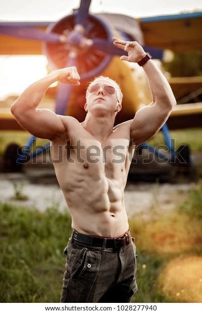 Naked Model Which Pose Show Muscles Stock Photo Shutterstock