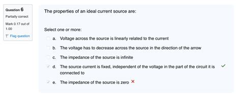Solved The Properties Of An Ideal Current Source Are Select