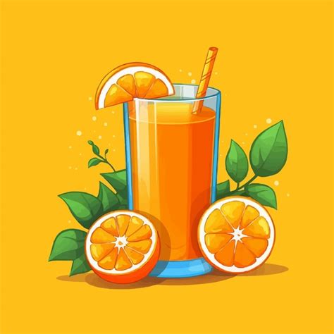 Premium Vector Glass Cup Of Juice Orange Juice Illustration