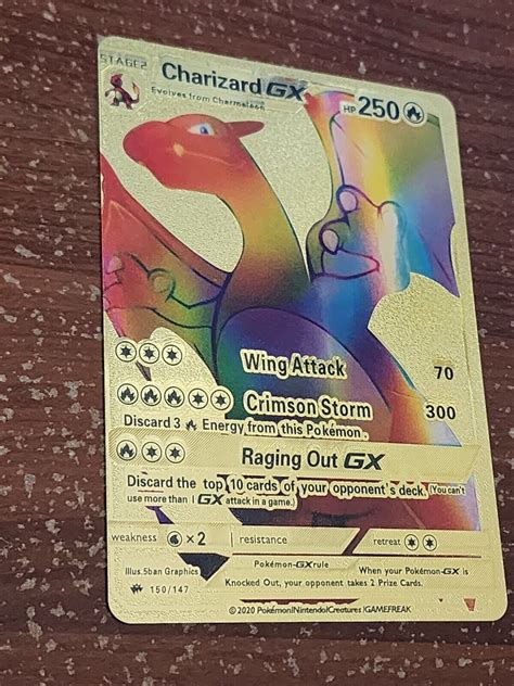 Mavin Charizard Gx Rainbow Rare Unofficial Custom Fan Made Gold Metal