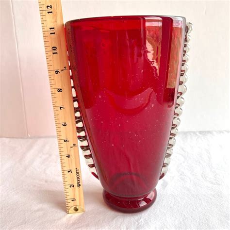 Contemporary Williams Sonoma Home Aerin Lauder Vase Red Glass Bubble