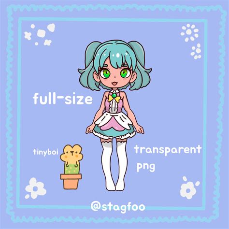 Cute Magic Girl Pngtuber Model 4 Expressions Blue Hair Streamer