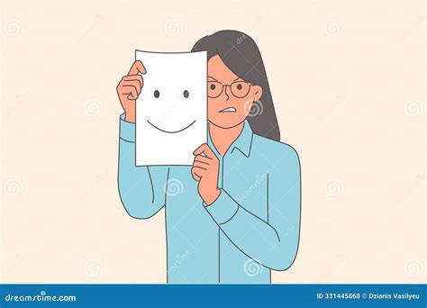 Hypocrisy And Secrecy Of Business Woman Hiding Real Emotions Behind