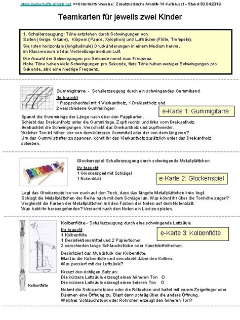 Zauberhaftephysik Net Sachkiste Akustik 18 Teamkarten Stand