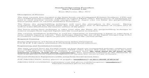 Standard Operating Procedure Inert Vacuum Line Operating · 1