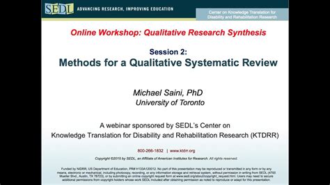Methods For A Qualitative Systematic Review Youtube