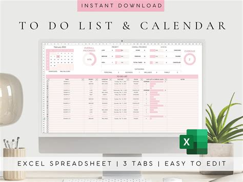 Task Planner Template Spreadsheet Excel Productivity Planner Household
