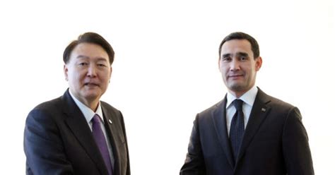 尹 투르크메니스탄과 첫 정상회담부산엑스포 지지 요청