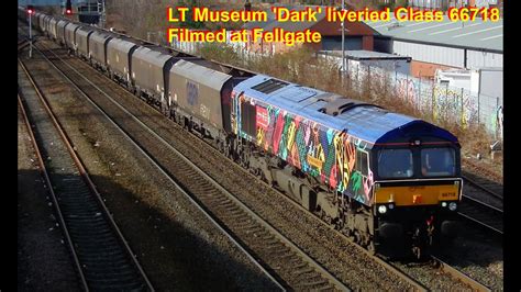 Class 66718 In The London Transport Museum Dark Livery Passes Through