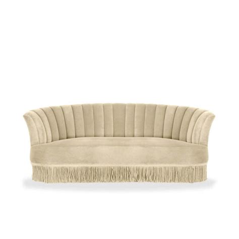 Seville Light Grey Velvet Tassle Sofa Avant Garde Furniture