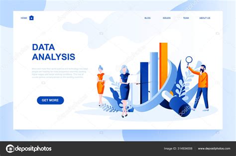 Data Analysis Vector Landing Page Template With Header Information Analytics Web Banner