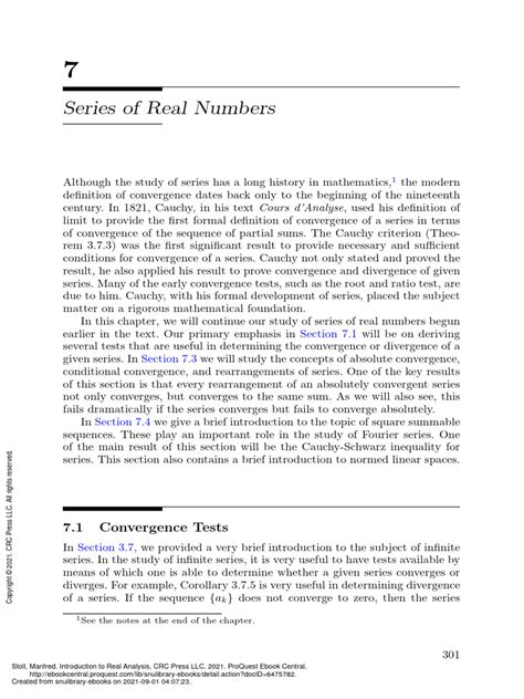 introduction to real analysis 7 series of real numbers pdf