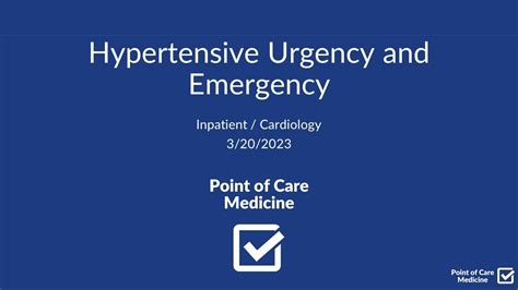 Hypertensive Urgency And Emergency Inpatient Workup Differential Management Clinical