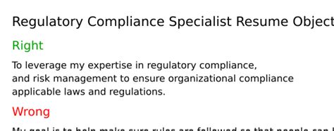Top 16 Regulatory Compliance Specialist Resume Objective Examples