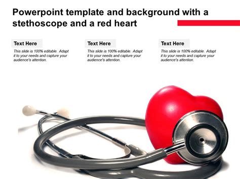 Powerpoint Template And Background With A Stethoscope And A Red Heart