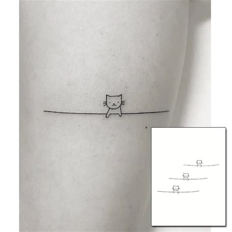 ₩11719에서 방수 임시 문신 스티커 귀여운 검은 고양이 손으로 그린 디자인 바디 아트 가짜 문신 플래시 문신 손목 발목