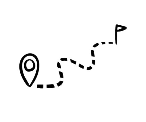 손으로 그린 지도 거리 측정 아이콘 낙서 지도 경로 벡터 그림 격리된 흰색 배경 프리미엄 벡터