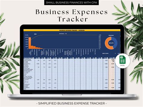 Simplified Business Expense Tracker Spreadsheet Excel Template For