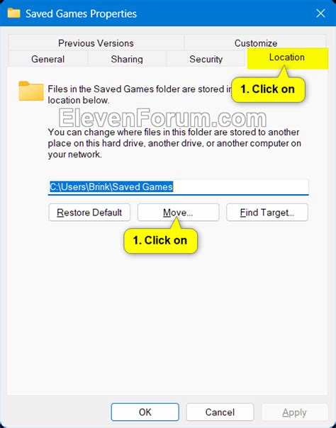 Move Or Restore Default Location Of Saved Games Folder In Windows 11 Windows 11 Forum