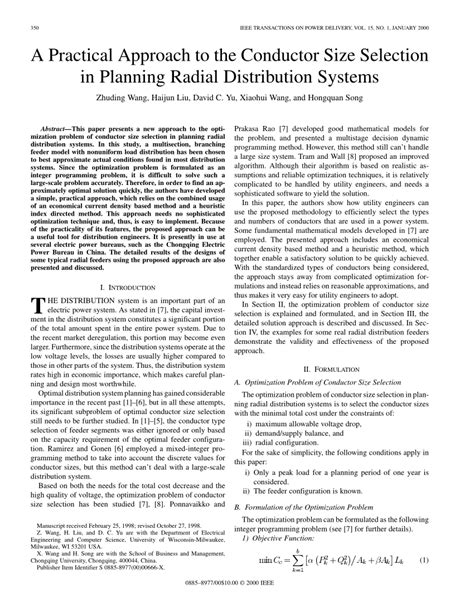 Pdf A Practical Approach To The Conductor Size Selection In Planning Radial Distribution Systems
