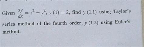 Given D Yd X X2 Y2 Y 1 2 Find Y 11 Using StudyX