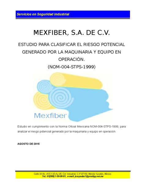 Análisis de Riesgos NOM 004 STPS Mexfiber AGO 2015 Rev 0 Servicios